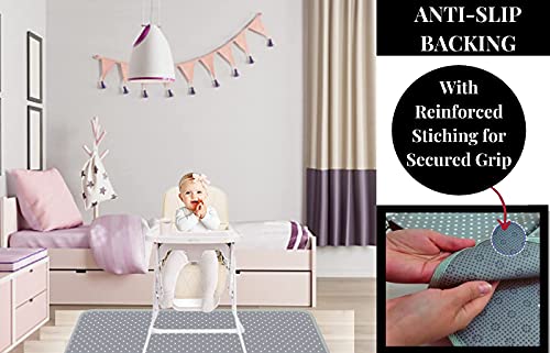 Splat Mat for Under High Chair - Splash Mat | Large 51" x 46" Size | Washable & Water Resistant | Avoid Messes | Multiple Uses | Easy to Wipe | Quick Drying - Comes w/ Carrying case for Floor & Table