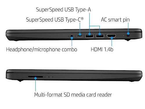 HP 2023 Newest Upgraded Laptops for College Student & Business, 14'' HD Computer, Intel Celeron N4120 Quad-Core, 8GB RAM, 128GB(64GB SSD+64GB Card) Fast Charge, Windows 11, Black (14-dq0051dx)