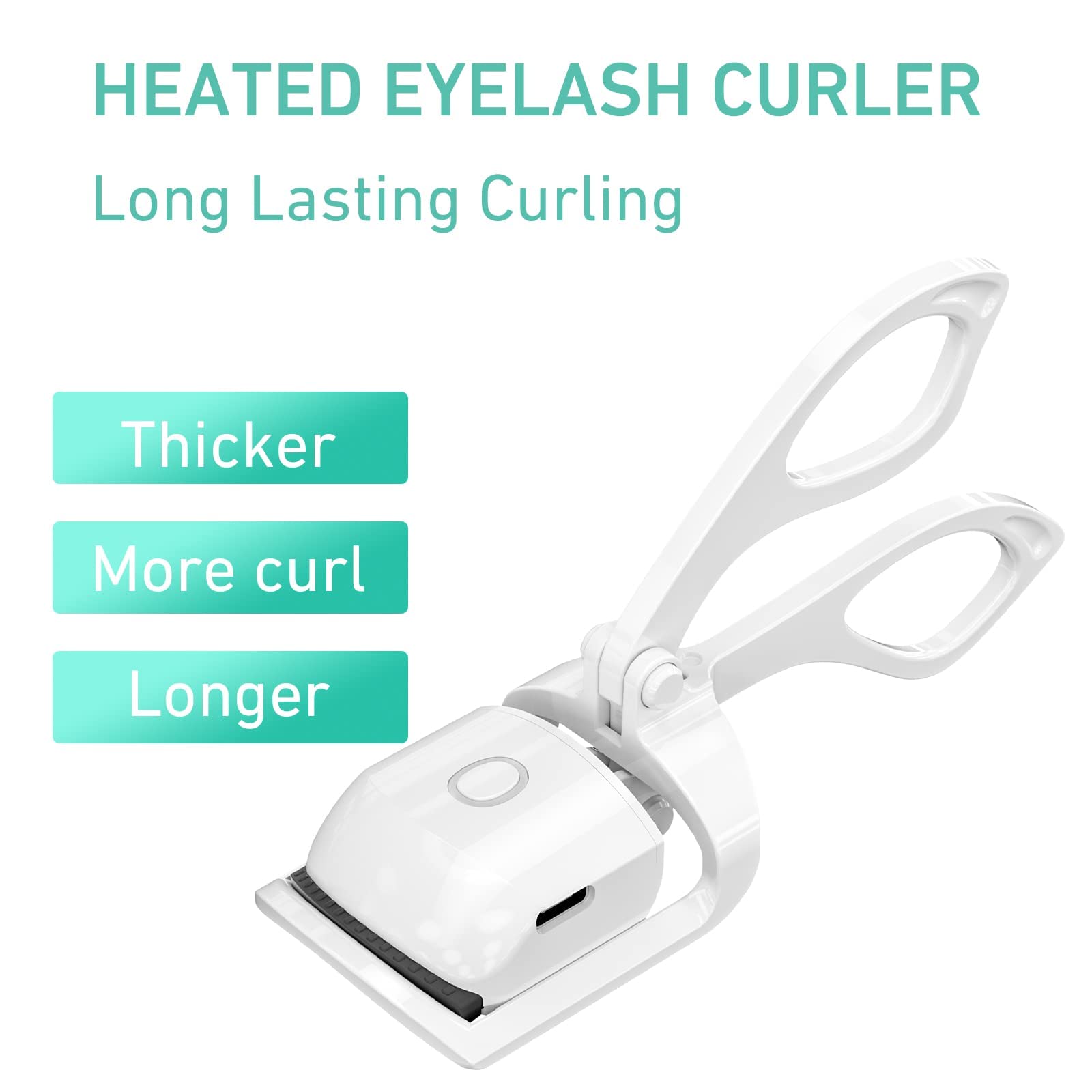 FORATS Heated Eyelash Curler, Electric Eyelash Curlers, USB Rechargeable Eye Lash Curler with Comb, 2 Heating Modes Quick Natural Curling Eye Lashes for Long Lasting (White)