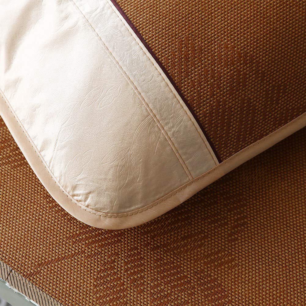 Rattan Cooling Summer Sleeping Pad Home Textile Sleeping Mat Grid Fitted Sheet Summer Cool Bed Cover & Pillow Shams Set(90 * 195cm)