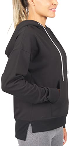 Nautica Competition Women's Active French Terry Pullover Sweatshirt Hoodie W/Pockets (Small, Black 2)