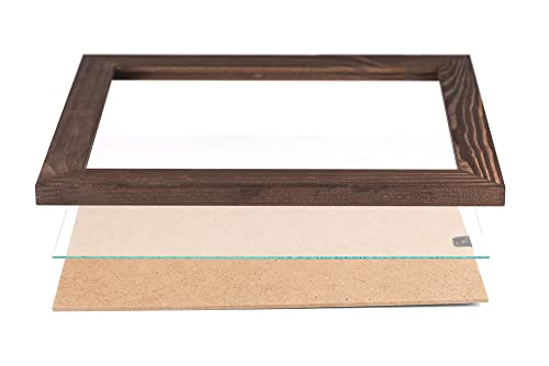 Rustic Wooden Picture Frame 11x14 Inch - Natural Solid Eco Distressed Wood for Wall Mounting Photo Frame - Brown Wenge