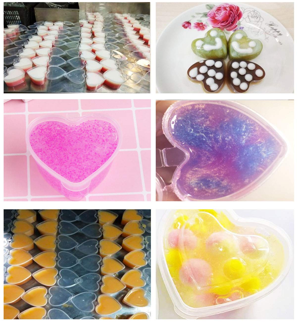 Kbraveo 40 Packs Slime Containers, Heart Shaped Slime Storage Containers With Lids for 20g Slime DIY Art Craft Making