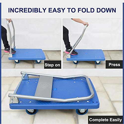 Generic Trolleys,Beauty Salon Cart Trolley Large Platform Truck 992Lbs Weight Capacity, Heavy Duty Foldableniture Dolly Platform Flatbed with Steel Handle