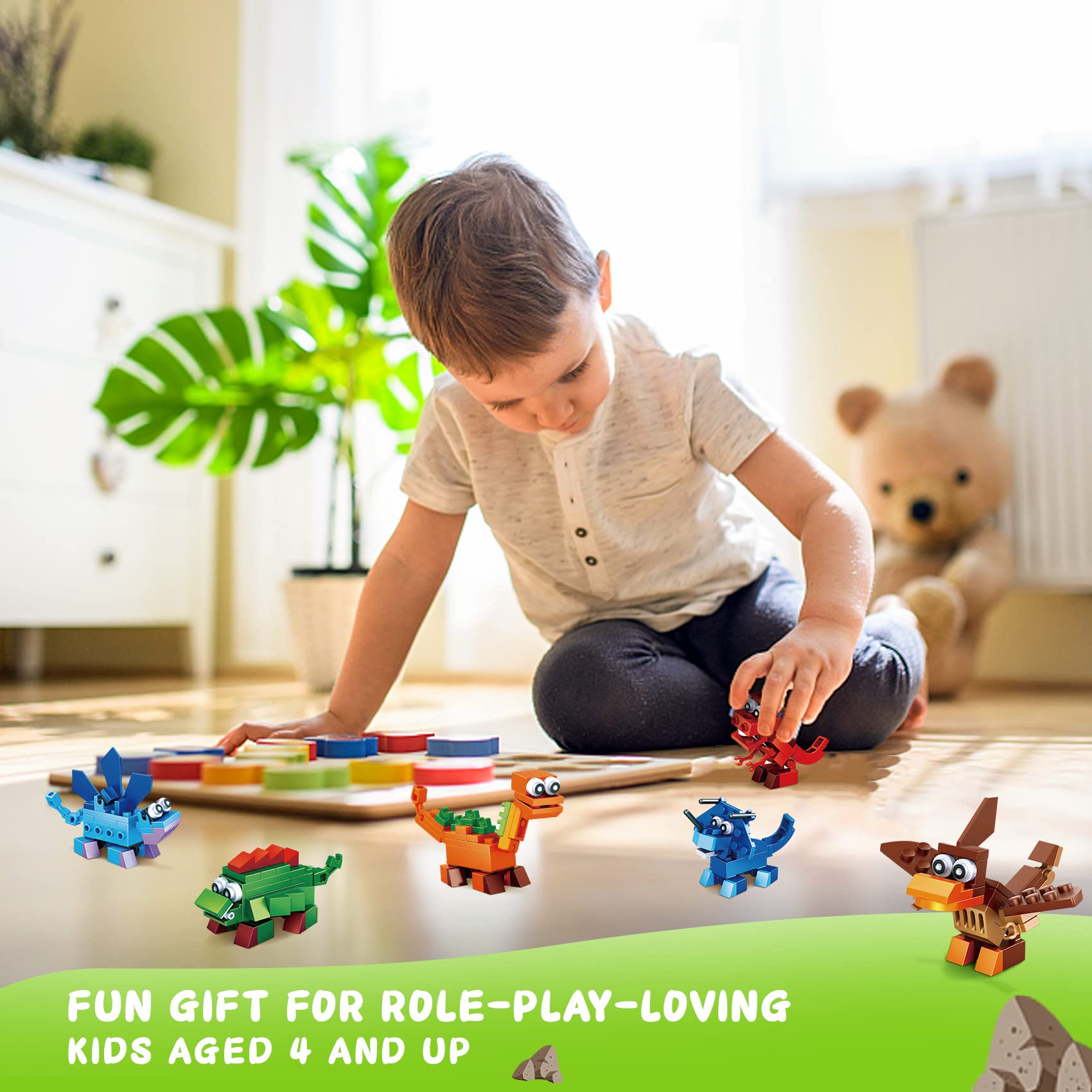 GearRoot 12 Pack Party Favors for Kids, Dinosaur Building Blocks, Assorted Mini Animals Building Blocks Sets for Goodie Bags Fillers, Classroom Prizes, Birthday Gifts,Easter Basket Stuffers