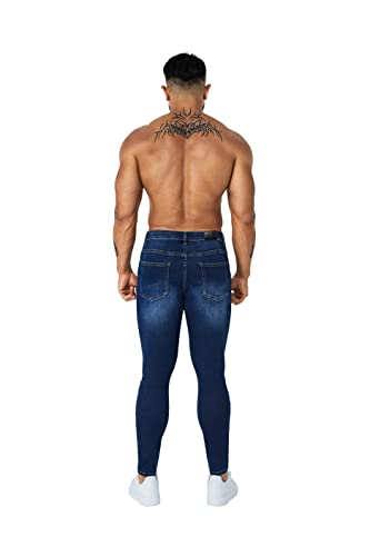 manverse&co Men's Super Skinny Athletic Fit Stretchy Soft Washed Premium Spray-on Fit Denim Jeans (Pls Go One Size Up)