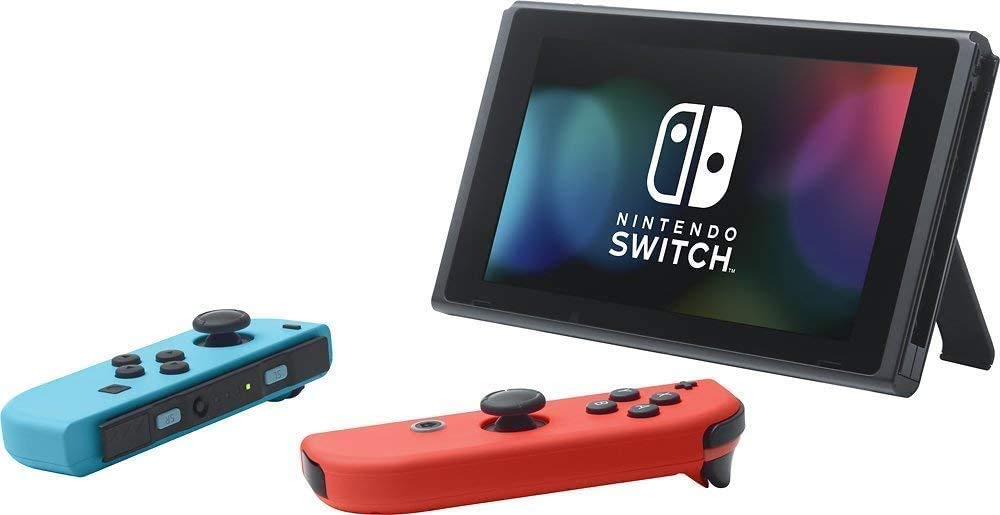 Nintendo 2020 Premium Switch 32GB Console Family Essential Bundle - Neon Red/Neon Blue Joy-Con, Super Mario Odyssey, Red Dual Joy-Con Charger, TMLTT 128GB MicroSD Card, HDMI Cable