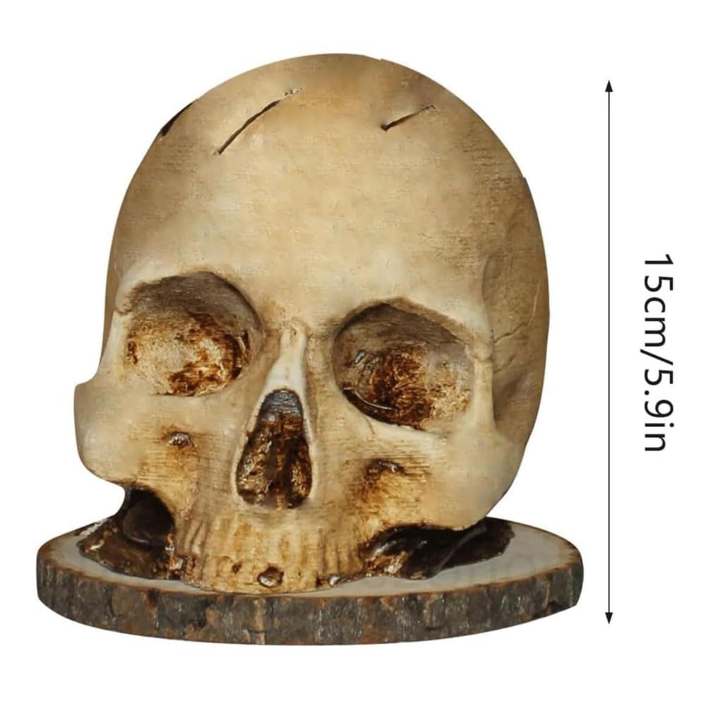 Generic Skull Knife Holder, Skull Knife Block For Kitchen Storage, Horror Themed Knife Holder, Scary Atmosphere Kitchen Decorated With Fruit Knife Holder, Resin Knife Block Without Knives, Brown