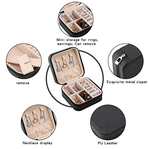 onlyamazing Black Jewelry Box Desk Organizer Set of 2, Portable Jewelry Cases for Home, Travel