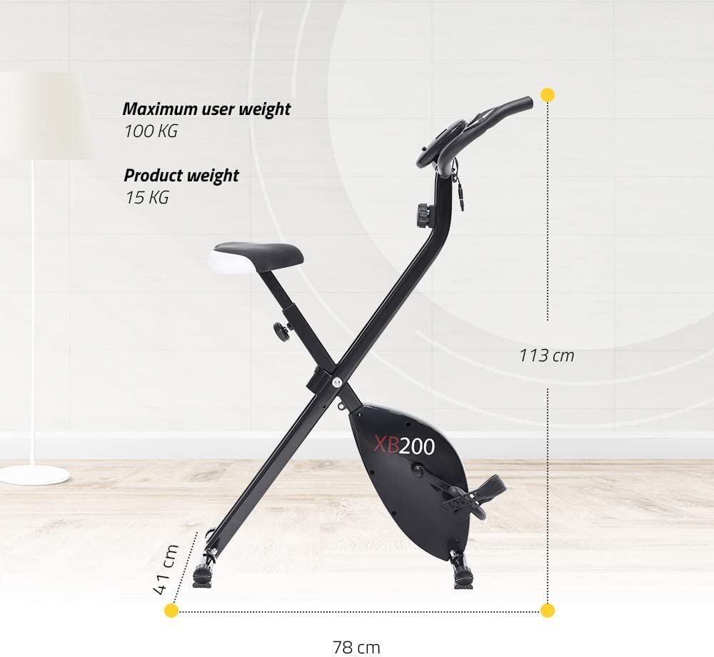 DisposaLux Folding Exercise Bike - Magnetic F-Bike, Home Recovery Cardio Trainer with Computer and Pulse Sensors