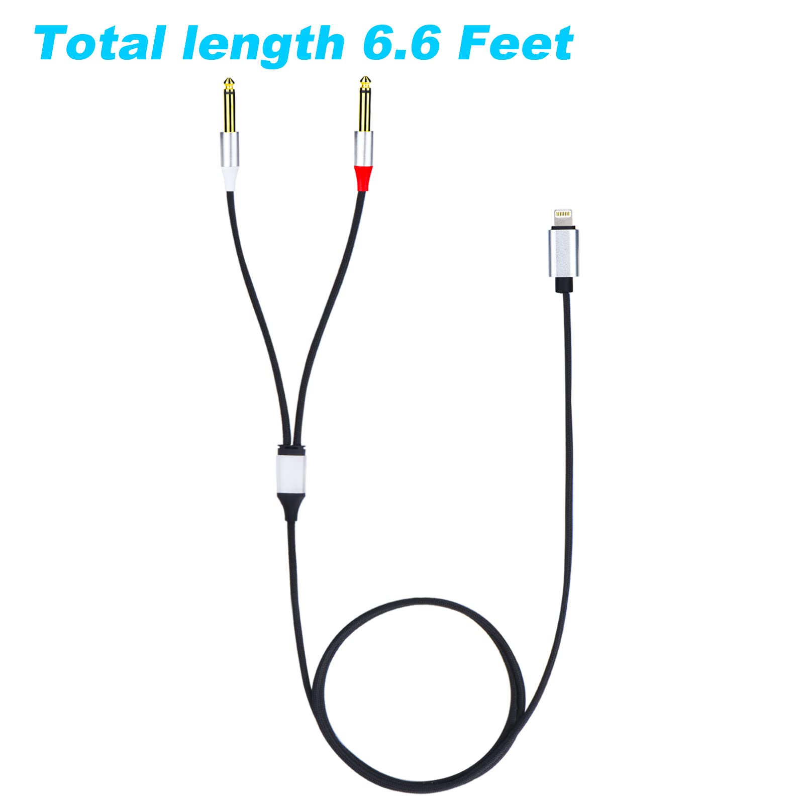 Enbiawit Lightning to Dual 6.35mm Mono Stereo Y-Cable Splitter Lightning to Dual 1/4 inch Audio Cable Compatible for iPhone14/13/12/11/X/XS/XR/8/7/iPad,Amplifier, Speaker, Headphone, Mixing Console
