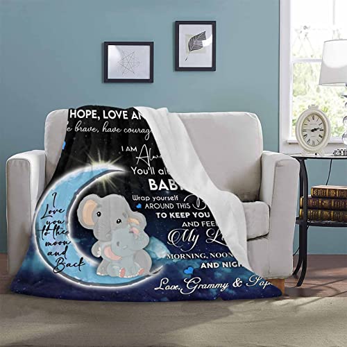 Personalized Name Message Lover Letter to My Grandson Filled it with Wishes, Hope, Love and Light from Grandpa Grandma Soft Blanket 40 x 50 Inches