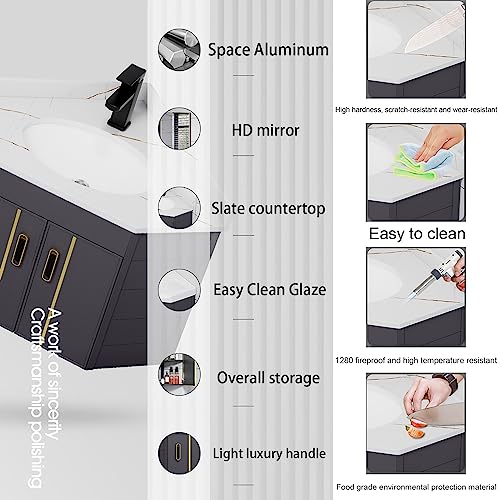 OOCCO Corner Bathroom Vanity,Wall Mount Bathroom Sink,Small Corner Sink,Corner Bathroom Vanity Sink Combo,Above Counter Mini Wall Vanity Vessel Sinks,for Home Kitchen Patio Laundry Room