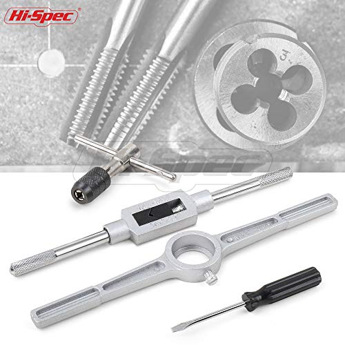 Hi-Spec 39 Piece SAE & Metric Tap & Die Set. Complete M3 to M12 / #4 to 1/2in Fine & Coarse Tools to Cut, Chase and Thread with Screw Pitch Gauge in a Tray Case