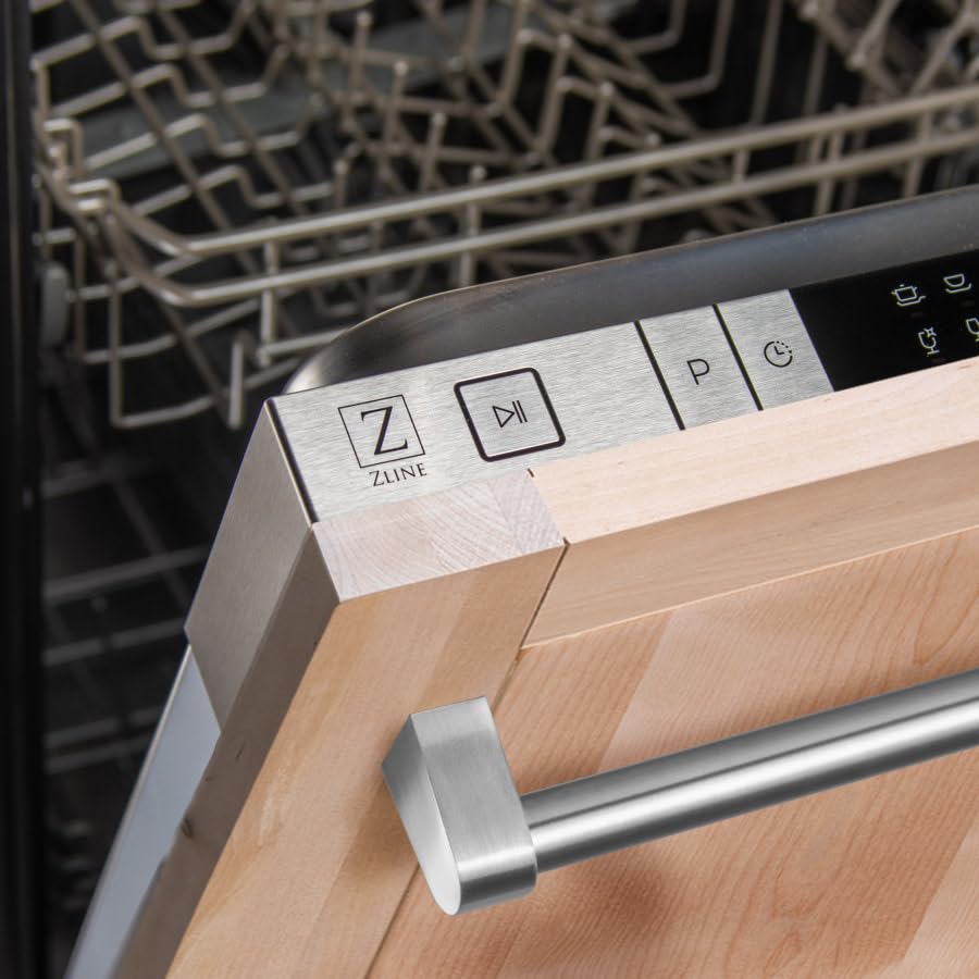 ZLINE 18 in. Compact Black Stainless Steel Top Control Dishwasher with Stainless Steel Tub and Modern Style Handle, 40dBa