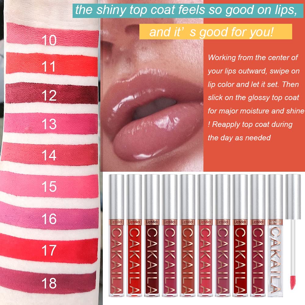 FAEYLI MAKEUP 9Pcs Matte Liquid Lipstick+1Pcs Lip Plumper Makeup Set Kit,women 24 hour stay waterproof long lasting lip gloss (A-Set 9+1 Colors 02)