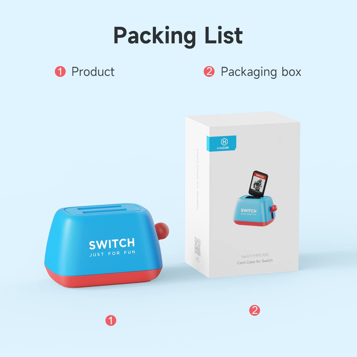 Hagibis Switch Game Card Case for Nintendo Switch/Lite/OLED Portable Cute Toaster Switch Game Card Storage Holder with 2 slots Switch Game Cartridge (Blue)