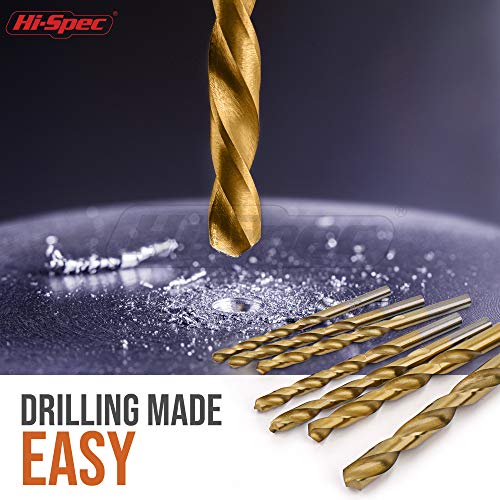 Hi-Spec 99pc SAE HSS Steel Drill Bit Set for Drill Drivers. 1/16 to 3/8" Size Bits for Metal, Plastics, Wood and Drywall. Complete in Storage Holder Case