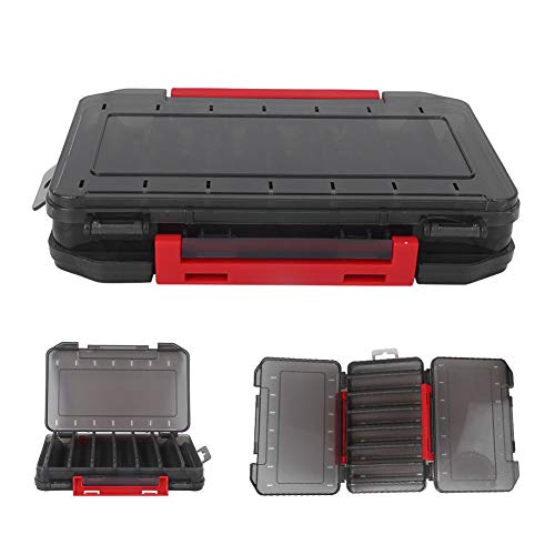 Double Layer Fishing Lure Tool Storage Box, PVC Bait Box Storage Container Fishing Tackle Box in Gray(Gray)