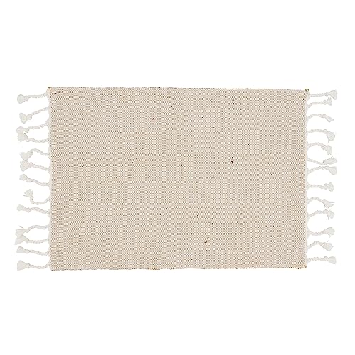 Saro Lifestyle Jute and Cotton Placemats with Tassel Borders (Set of 4), Natural, 14"x20"