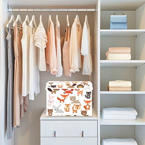 innewgogo Animals Fox Dog Storage Bins with Lids for Organizing Closet Organizers with Handles Oxford Cloth Storage Cube Box for Cat Toys