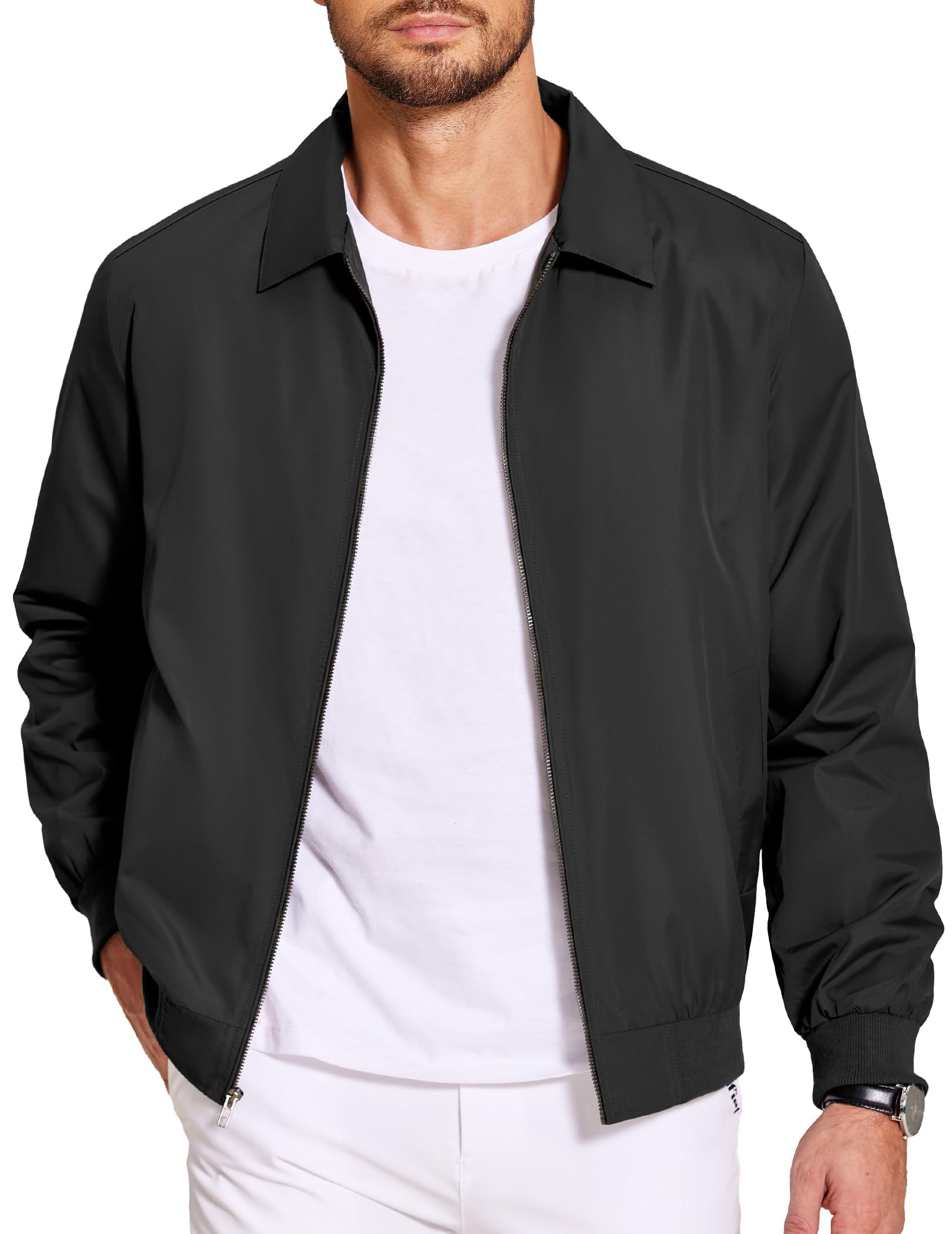 COOFANDY Men's Thin Jacket Windbreaker Lightweight Jacket Windproof Casual Bomber Jacket Waterproof Coat With Full Zip