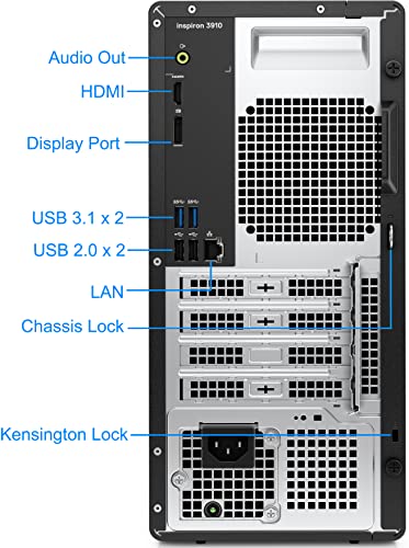 Dell Inspiron 3910 Mini-Tower Desktop Computer, Intel Core i7-12700, 32GB RAM, 1TB SSD NVMe + 1TB HDD, AX Wi-Fi, Bluetooth, SD Card Reader, HDMI, VGA - Windows 11 Pro