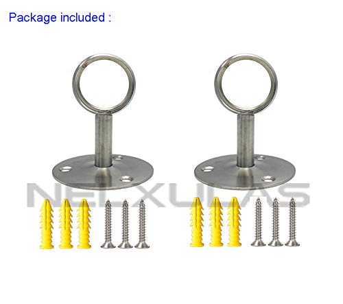 NELXULAS Stainless Steel Heavy Duty Closet Rod,Curtain Rod End Supports Socket, Flange Rod Holder Closet Pole with Matching Screws (1-1/2 INCH, Silver)