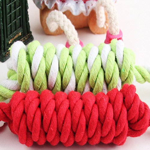 shlutesoy Pet Chew Toys,Handmade Bow Puppy Dog Pet Toy Cotton Braided Bone Chew Knot Rope