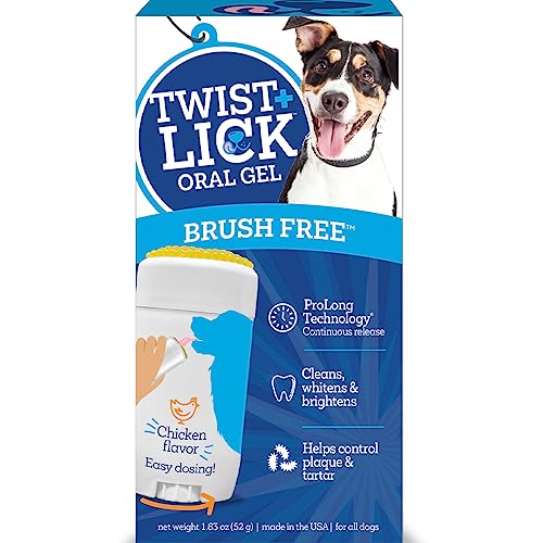 Twist + Lick Oral Gel for Dogs | Continuously Cleans Teeth and Freshens Breath for 24 Hours | Dog Toothpaste |Tasty Chicken Flavor |Dental Care for Dogs | Ditch The Toothbrush
