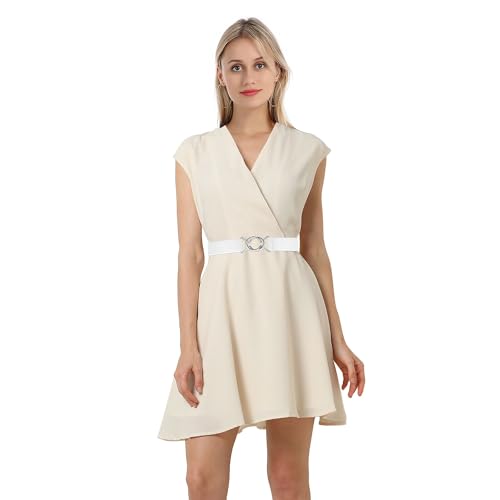 Falari Womens Stretch Belt Adjustable Web Belt Metal Buckle All Occasion Dress Belt - White
