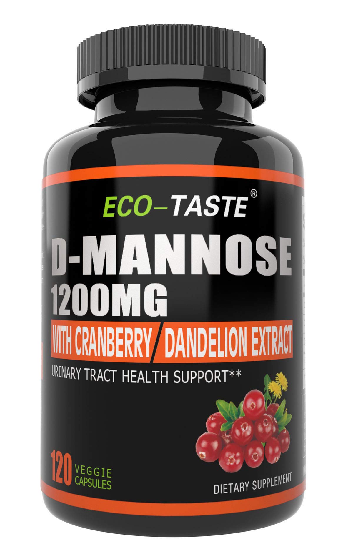 D-Mannose 120 Veggie Capsules, 1200 mg D Mannose Powder per Serving with Cranberry and Dandelion Extract - Natural Urinary Tract Health UTI Support
