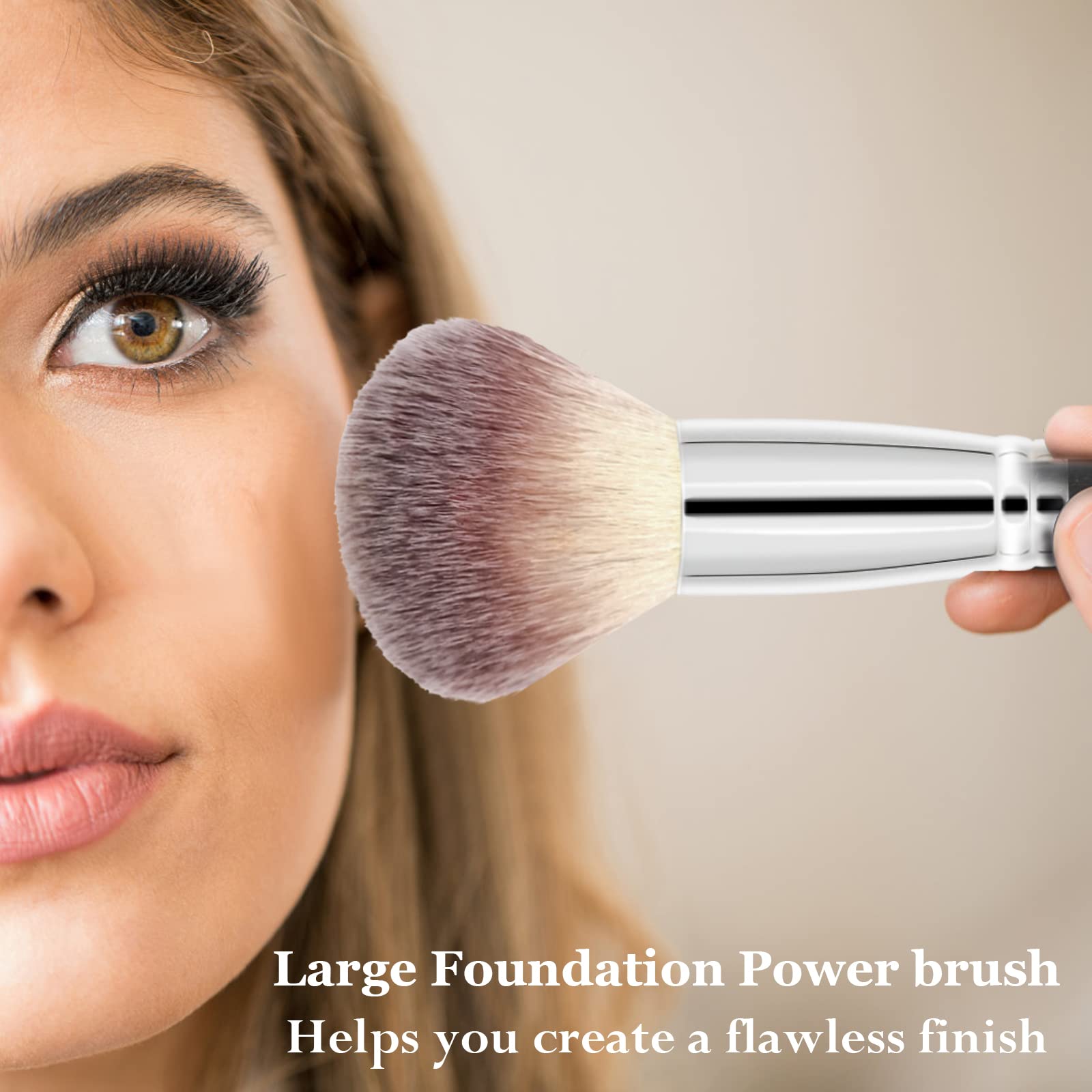Falliny Double-Ended Makeup Brushes, Large Powder Kabuki Makeup Brush Dual Foundation Concealer Brush for Blending, Blush, Bronzer, Buffing, Flawless Powder Cosmetics