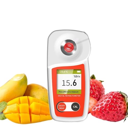 KYKYK Refractometer, Digital Sugar Brix Refractometer 0-55%,±0.2% Precision with Temperature Compensation to Measure Brix in Fruit Drinks for Fruit, Homebrewing, Juice, Vegetables