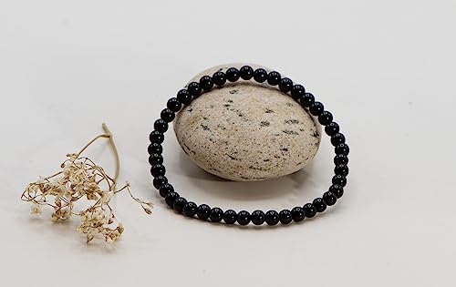 LTC Designs Smooth Round 4 mm Black Onyx Stretch Bracelet,7 'for Men, Women,and Teens