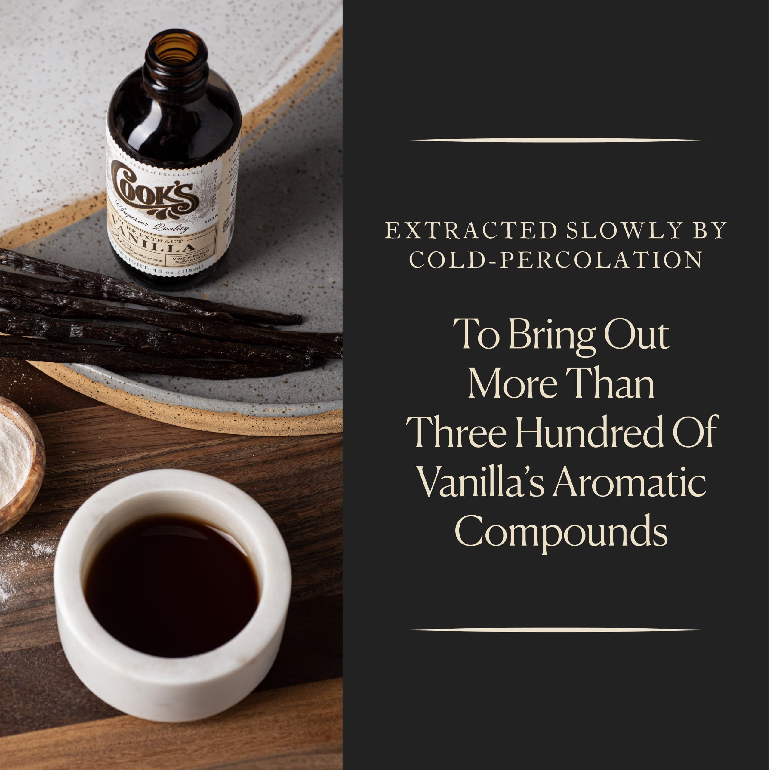 Cook’s, Organic Pure Vanilla Extract, World’s Finest Gourmet Fresh Grade A Premium Vanilla, 8 oz