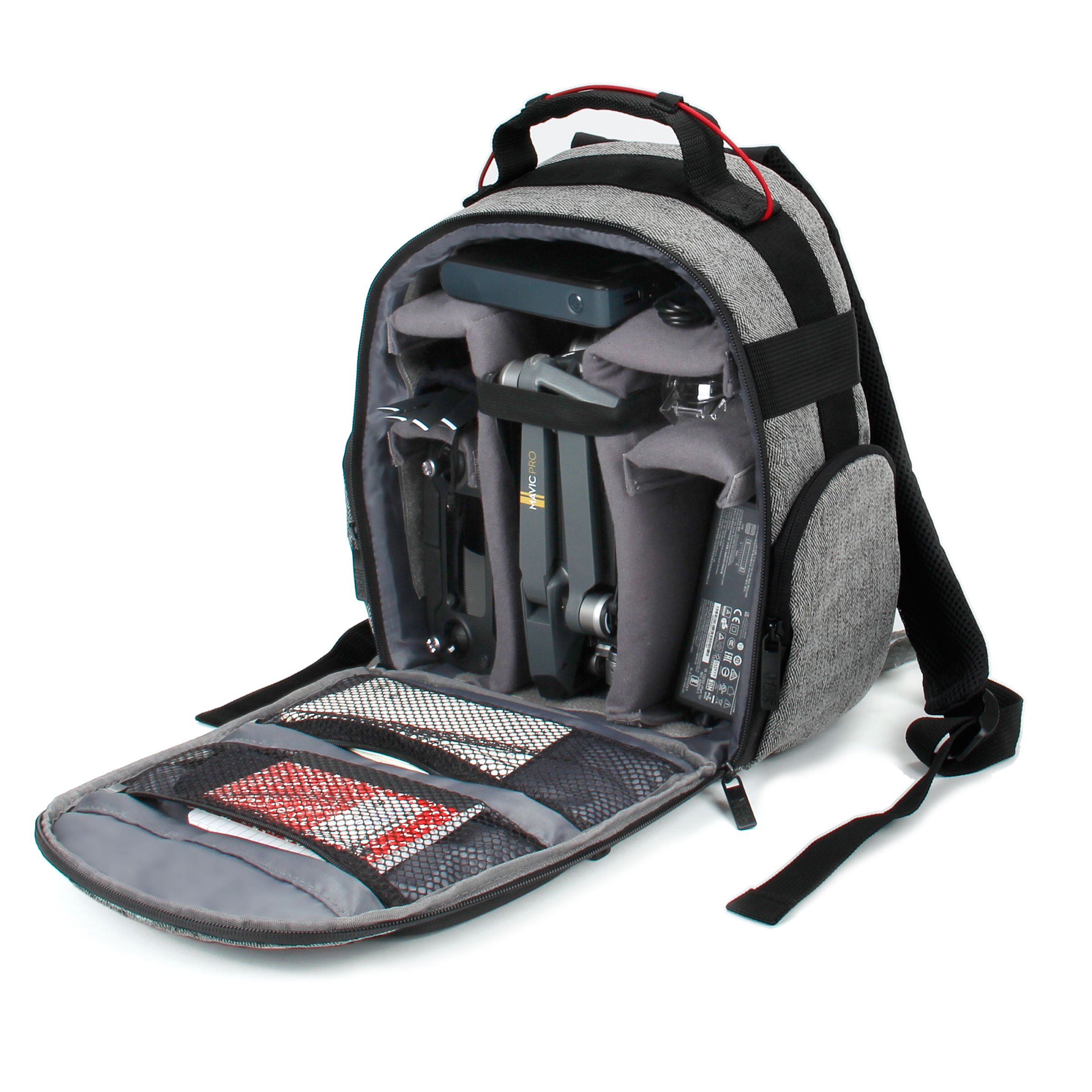 USA Gear Drone Backpack - Drone Case Compatible with DJI Mavic Pro 3, Spark Mini, Ryze Tello, Yuneec Breeze and More - Customizable Interior, Weather Resistant, Storage for Batteries and Accessories