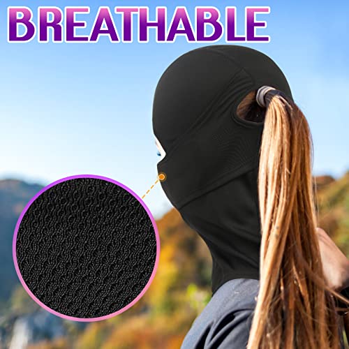 CUIMEI Balaclava Face Mask for Women with Ponytail Hole Neck Gaiter Face Cover Moisture Wicking for Ski Motorcycle Cycling