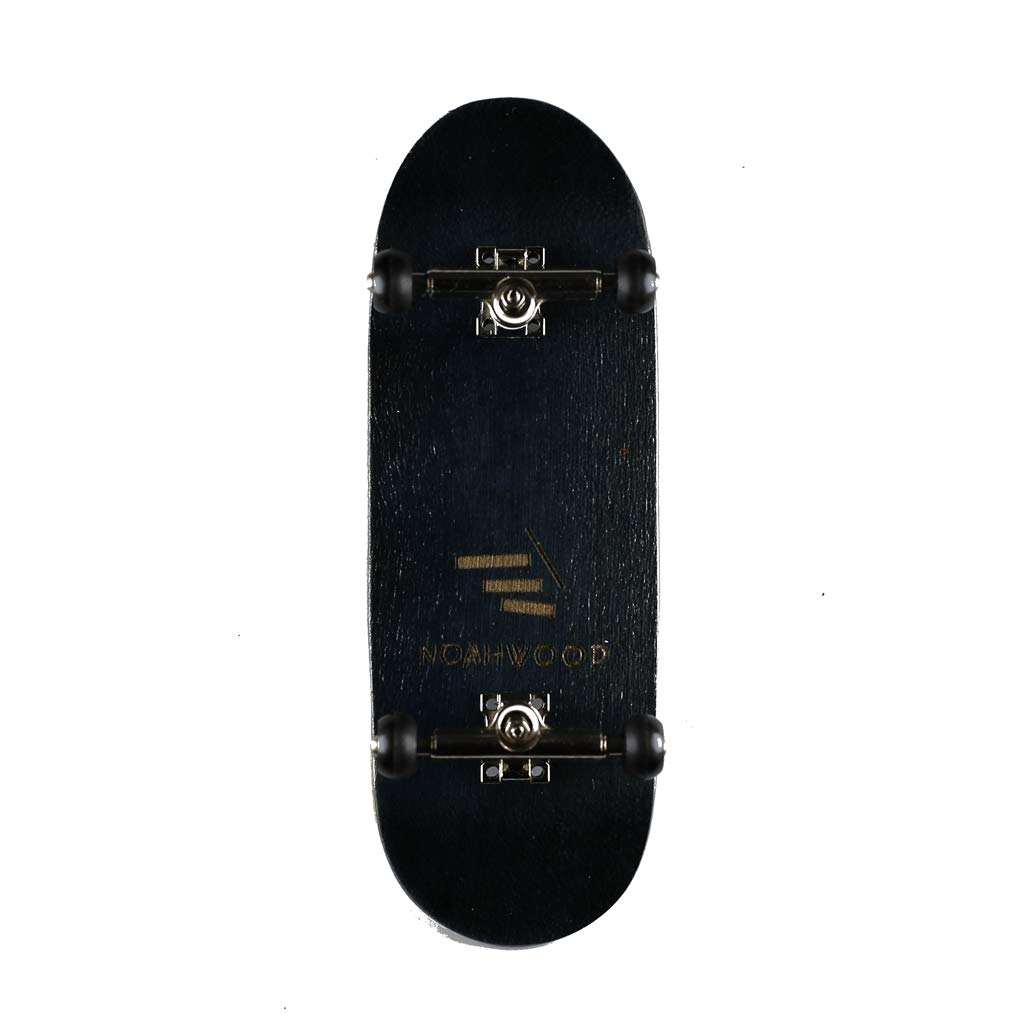 NOAHWOOD Wooden Fingerboard Complete NW8.0 360flip King of Finger Deck+ NW3.0 King Trucks Silvery +NW3.0 Black Wheels (Black Maple, 100x34mm Set)