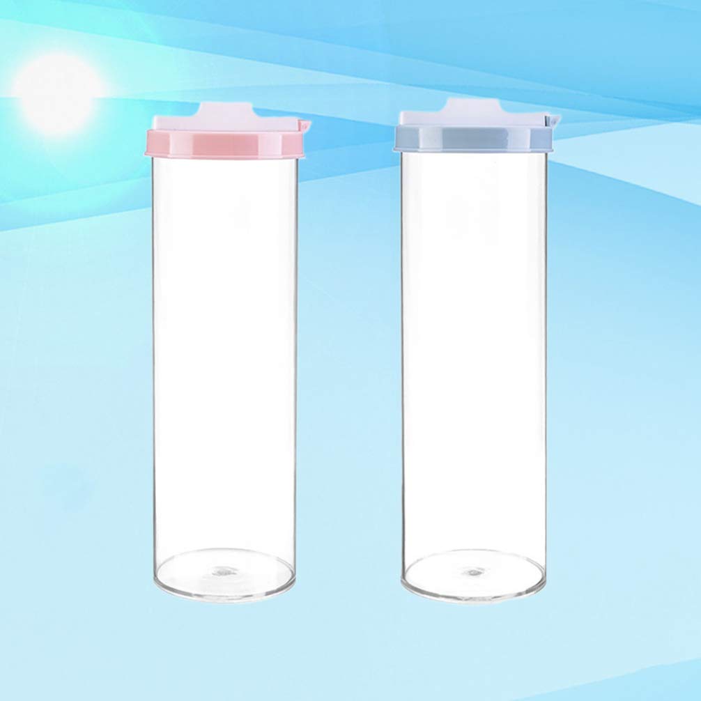 Hemoton 2Pcs airtight food canister food storage containers spaghetti holder plastic spaghetti noodle container cereal dispenser jar Jars for Spaghetti dry food container flour oatmeal