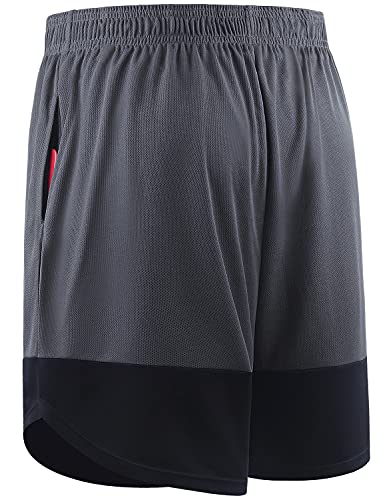NELEUS Men's 2 in 1 Running Shorts with Liner,Dry Fit Mesh Gym Workout Shorts with Pockets,3 Pack,6094,Black/Grey/White,L