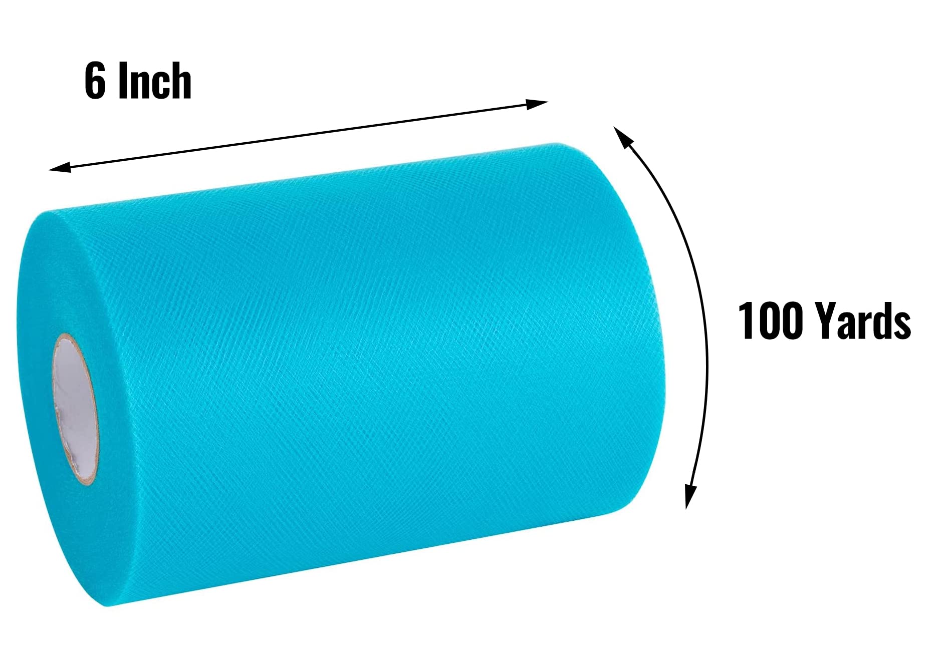 Joycrosso Tulle Fabric Rolls 6 Inch 100 Yards (300 feet) Organza Tulle Polyester Netting Spool for Wedding Decorations Gift Baby shower Crafts DIY Tutu Skirt-Soft & Drape (Turquoise)