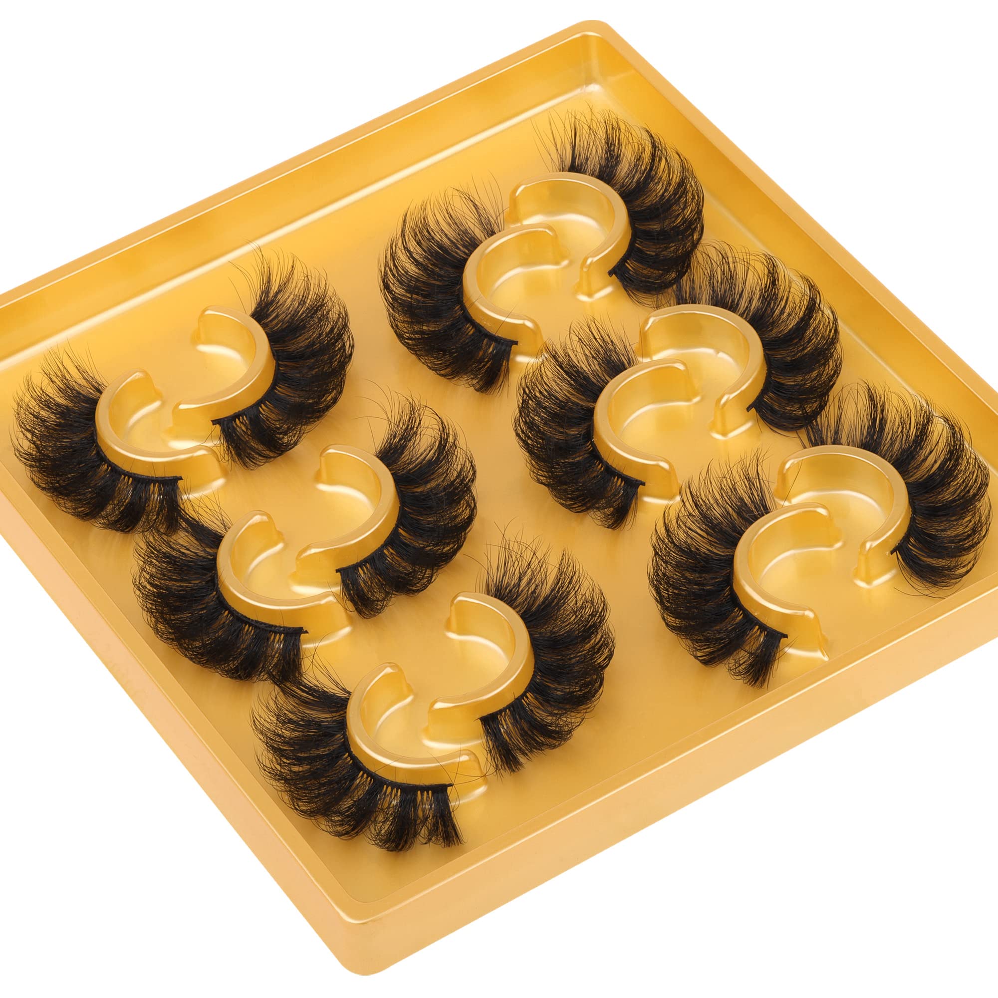 False Eyelashes Fluffy D Curl Mink Lashes 20mm Long Dramatic Fake Lashes 6D Wispy Full Volume Eye Lashes 6 Pairs by Pleell