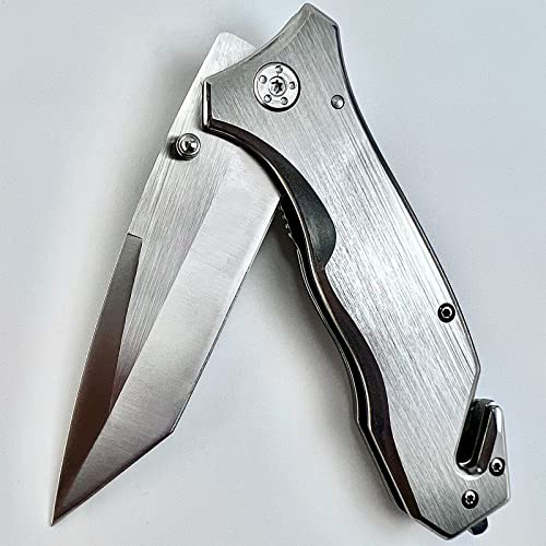 GAJING EDC Sharp Folding Pocket Knife with Liner Lock,Pocket Clip, Glass Breaker,Sealbelt Cutter and Stainless Steel Handle