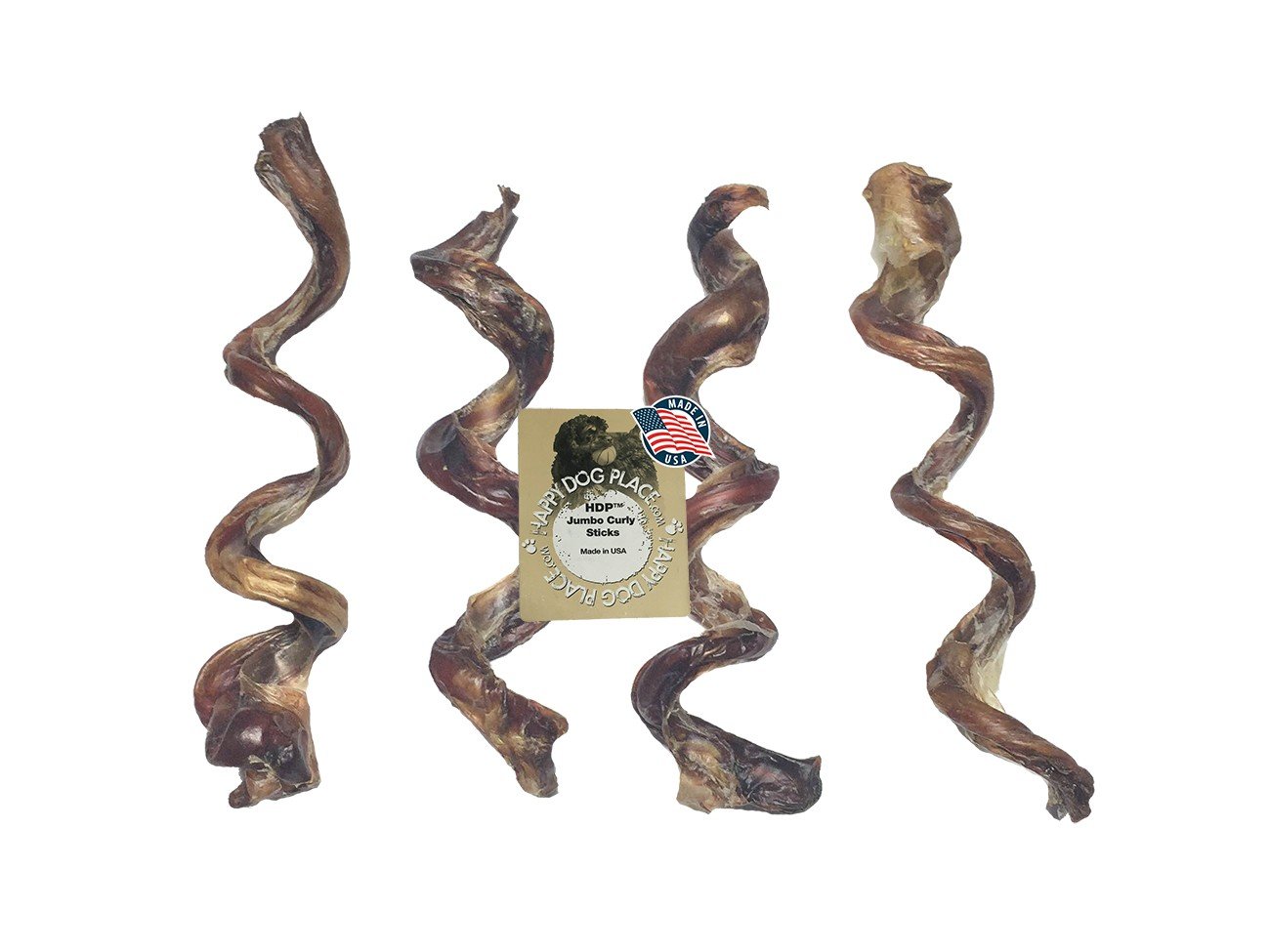 HDP Dental Jumbo Curly Bully Sticks Light 7"-9" USA Odor Free Size:Bag of 25