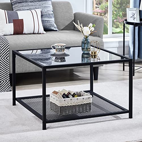 SAYGOER Corner Bookshelf and Glass Coffee Table with Storage