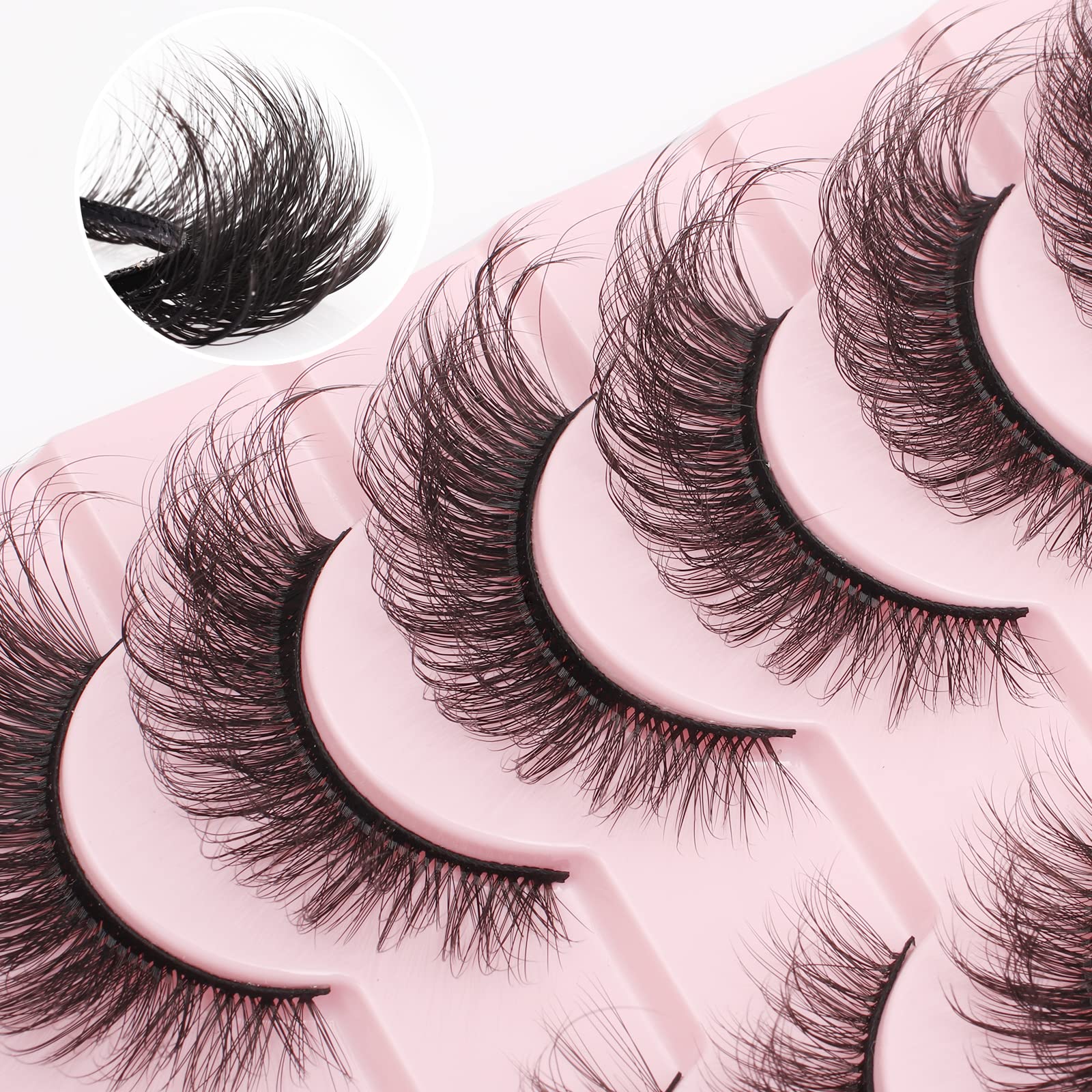 False Eyelashes Mink Lashes Clear Band Fluffy Curly Cat Eye Lashes Look Like Eyelash Extensions MilyBest Fake Eyelashes Lash Strips Pack