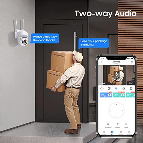 INQMEGA Security Camera Outdoor, 1080P Wireless WiFi IP Camera Home Security System 360° View,Motion Detection, auto Tracking,Two Way Talk,Full Color Night Vision