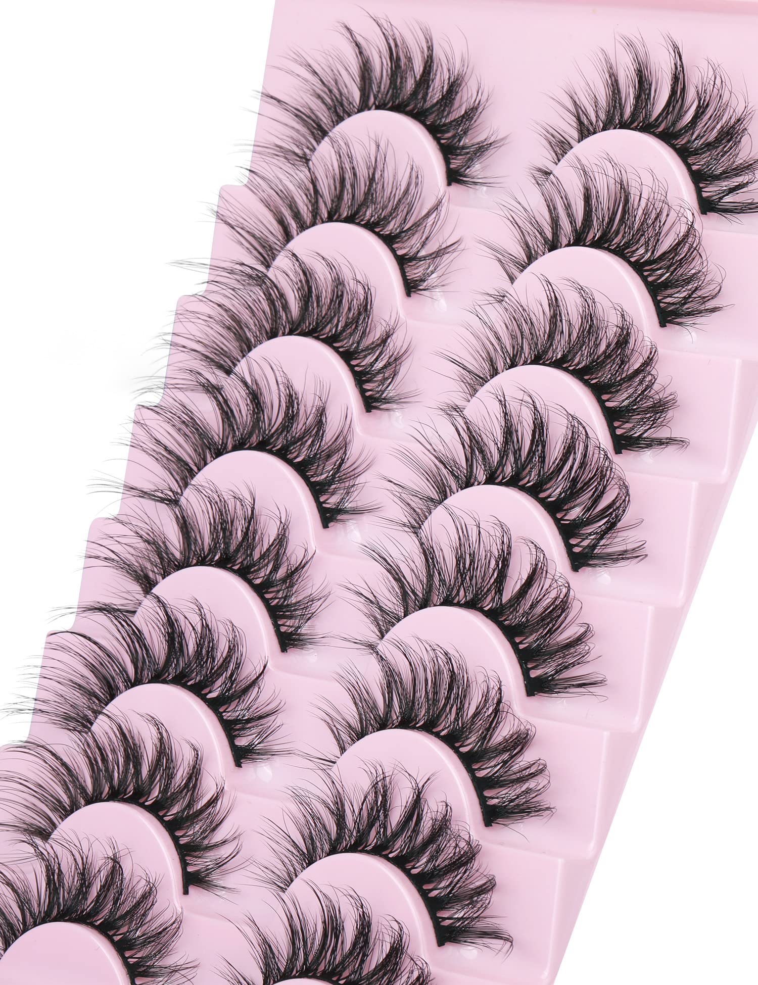 False Eyelashes Natural Mink Lashes Wispy Fluffy Cat Eye Lashes Soft 8 Pairs Eye Lashes Pack by Pawotence