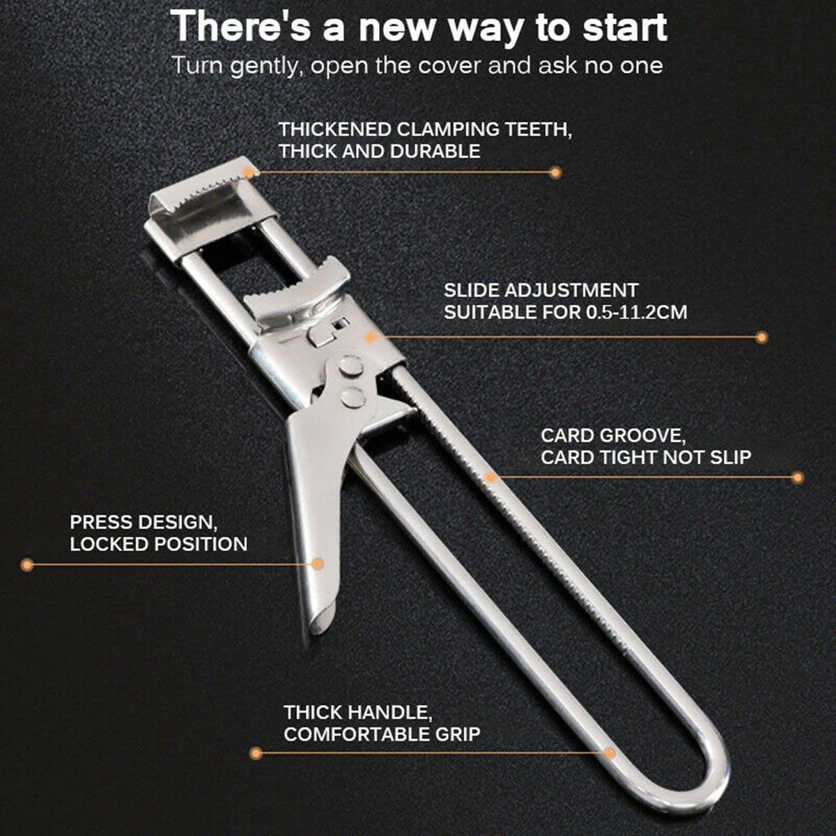 Fullofcarts Jar Opener - Adjustable Multifunctional Stainless Steel Can Opener Jar Lid Gripper - Jar Opener for Weak Hands, Senior Arthritis (1Pcs)